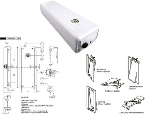 TC45- AOV AUTOMATIC OPENING CHAIN WINDOW SMOKE VENT ACTUATOR 400MM 24V ...