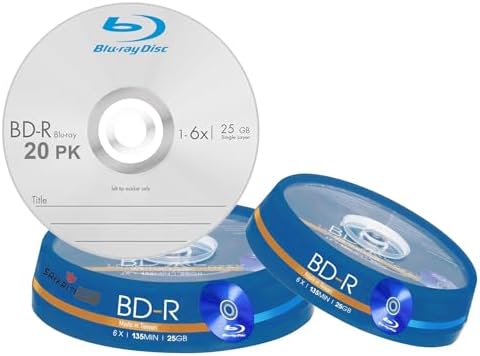 Premium Brand Blank Blu Ray 25 GB BD-R 6X Speed Spindle Cake Box (Pack ...