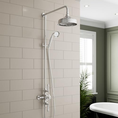 Antique Brass Thermostatic Shower Mixer Set with Rainfall Shower Head ...