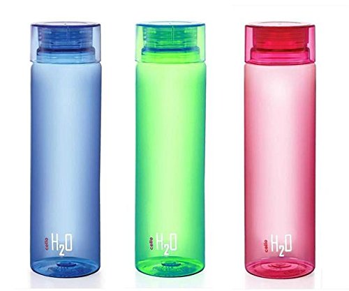 Cello H2O Water Bottle 1 Litre (Pack of 3) (Blue Green & Pink) : Amazon ...