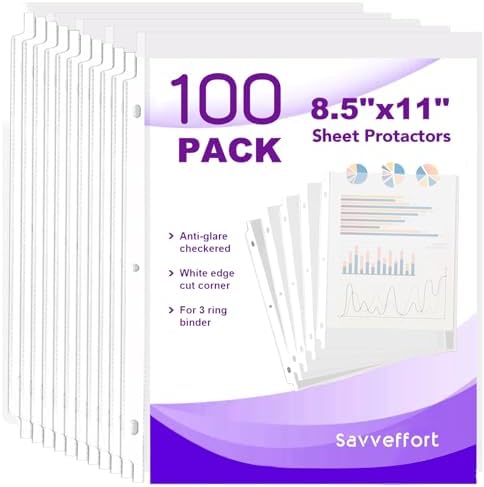 Savveffort 100PCS Clear Sheet Protectors 8.5 x 11 inch Page Protectors ...