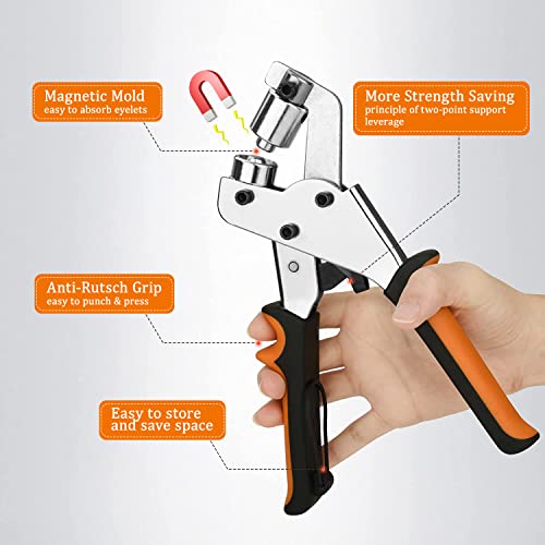 Rngwaper Eyelet Pliers Set with 600 Eyelets, Magnetic Eyelet Punch Kit ...