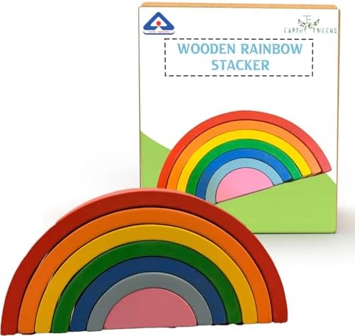 Earthytweens Rainbow Stackers | Wooden Stacking Toys for Kids Toddlers 2+ Year Old | Nesting ...