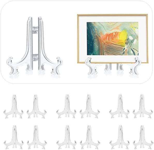quiodok 12 Pcs 6 inch Clear Plastic Plate Display Stand, Plastic Easel ...