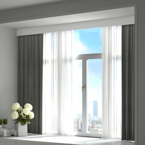 3-in-1 White Curtain Track Box – Ceiling-Mounted Decorative Valance ...