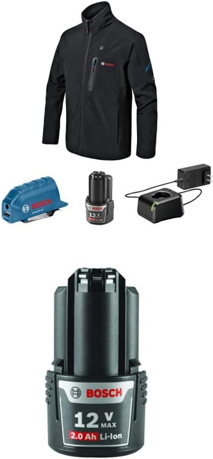 BOSCH GHJ12V-20LN12 12V Max Heated Jacket Kit BAT414 12-Volt Battery ...
