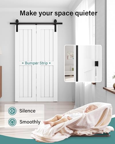 WINSOON 4FT/122CM Bifold Sliding Door Kit Folding Barn Door Sliding ...