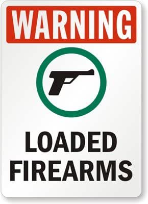 Loaded Firearms (with Gun Symbol), Laminated Vinyl Labels, 14" x 10 ...