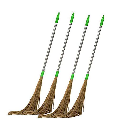 Pmw - Broom Stick with Long Steel Handle, Soft Grass Broom Stick for ...
