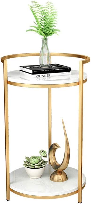 New Mark Impex Side Table Metal Stand with 2 White MDF Side End Table ...