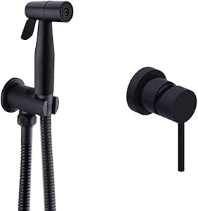 SKOAJAS Bidet Spray Set, Matte Black Concealed Toilet Bidet Sprayer Hot and Cold Mixer Valve ...