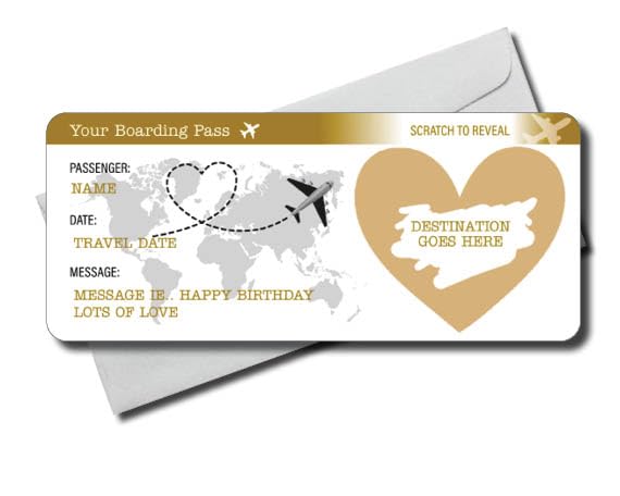 Personalised Scratch-Off Boarding pass, Travel Gift Cards with ...