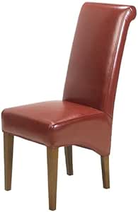 Cuba Sheesham Bycast Leather Dining Chairs Red - Pair - Furniture ...