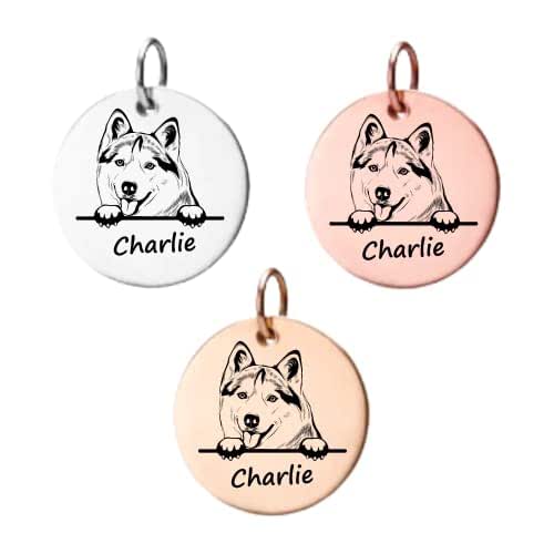 Amazon.com: Husky Gifts, Personalized Husky Charm, Custom Engraved Dog ...