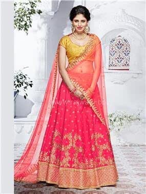 Amazon.com: Silk and Net Two Tone Lehenga Saree : Clothing, Shoes & Jewelry