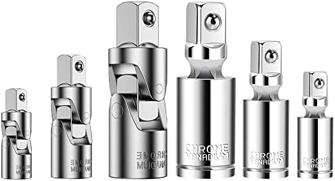 Universal Joint Swivel Socket Adapter Set 6PCS, 1/4IN, 3/8IN, 1/2IN ...