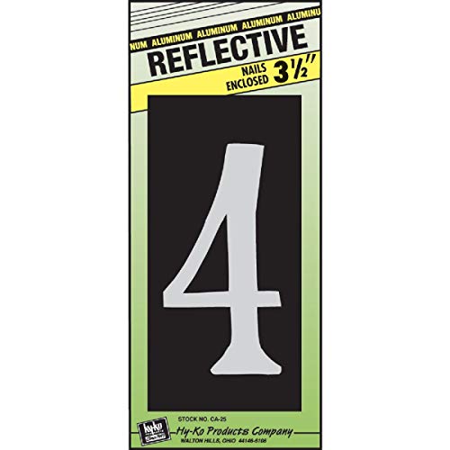 Snapklik.com : Hy-Ko 3-1/2 In Reflective White Aluminum Number 4 Nail ...