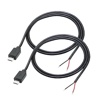 2Pcs Micro USB Male to 2 Pin Bare Wire 3FT, USB 2 Pin Open End Pigtail ...