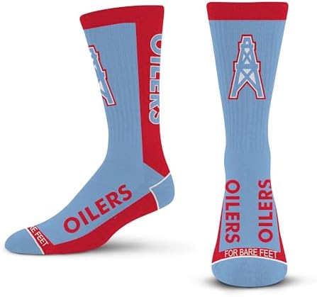 For Bare Feet NFL Classic HOUSTON OILERS MVP Crew Sock Team Color Large