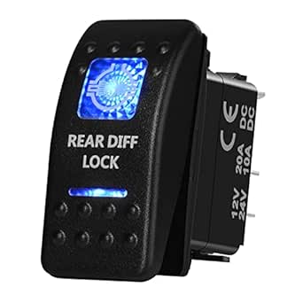 Amazon.com: Waterproof Rear DIFF Lock Rocker Switch 5 Pin ON-Off Blue ...