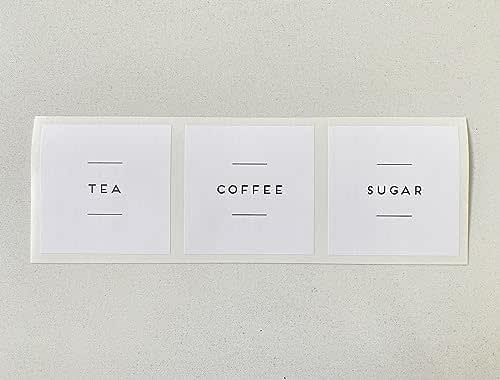 Set of 3 Tea, Coffee & Sugar Labels, White Square Labels for your Own ...