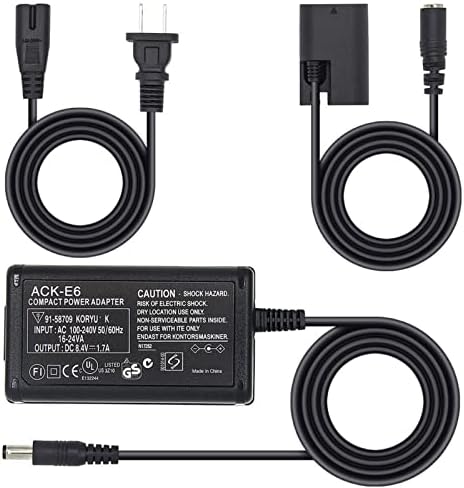 Amazon.com : ACK-E6 AC Power Adapter DR-E6 DC Coupler Kit LP-E6/LP-E6N ...