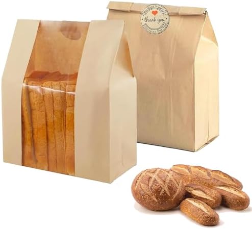 Amazon.com: 100 Pack Large Paper Bread Bags for Homemade Sourdough ...