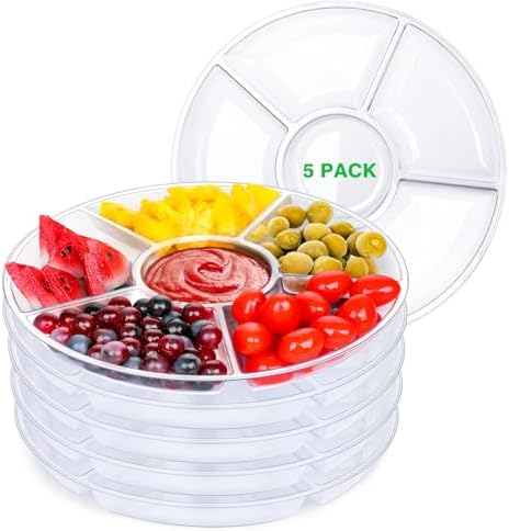 Amazon.com: Clear Plastic Appetizer Trays with Lids, Travel Round ...
