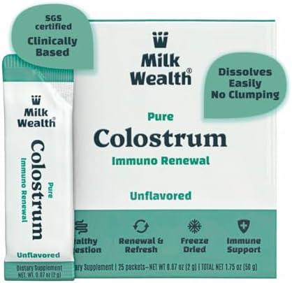 Amazon.com: Milk Wealth Pure Bovine Colostrum Unflavored, Freeze-Dried ...