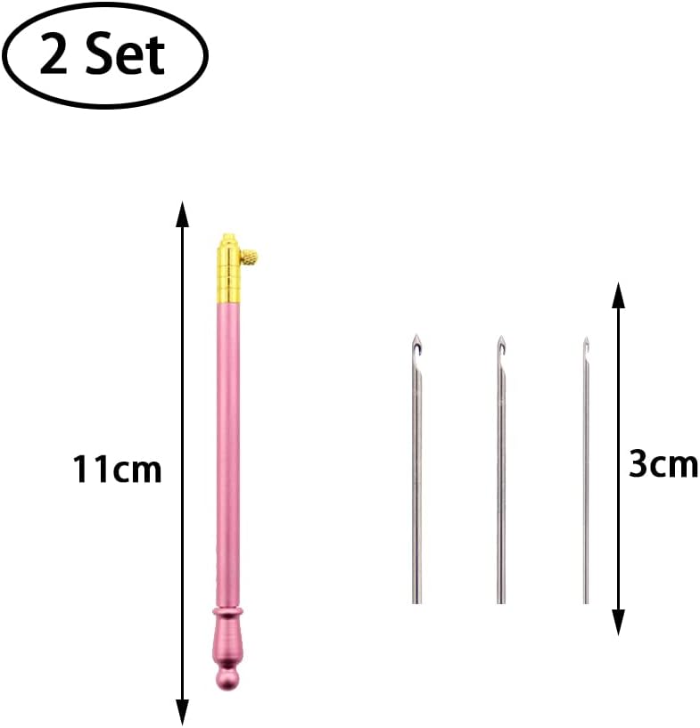2 Set Tambour Hooks Metal Handle Embroidery Crochet Hooks with 6 ...