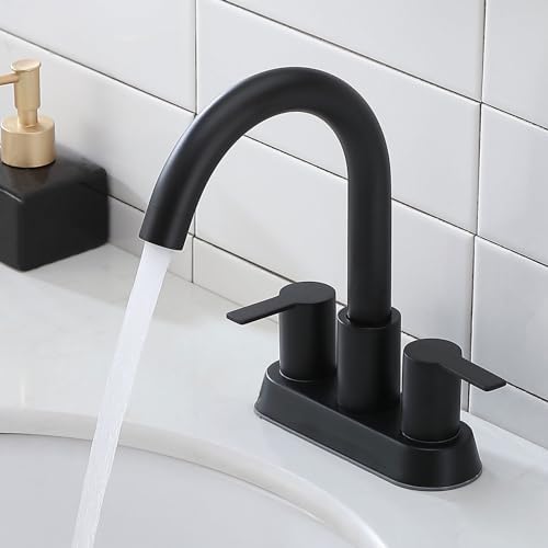 Friho Modern 3 Hole Matte Black Rv Bathroom Faucets,4 Inch 2 Handles ...