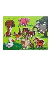 Kinder Creative Chunky Stacking Puzzle - Farm Animals, Wooden ...