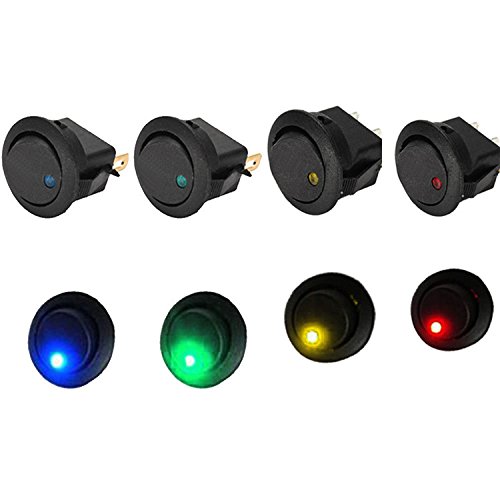 Blue+Red+Green+Amber Led Dot Light 12V 16A Car Auto Round Rocker Switch ...