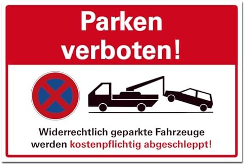 Parken Verboten Schild 20x30 cm- Privatparkplatz Hinweisschild ...