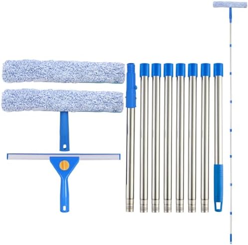 Amazon.com: 10Ft Window Cleaning Kit with Extension Pole, 14" Squeegee ...
