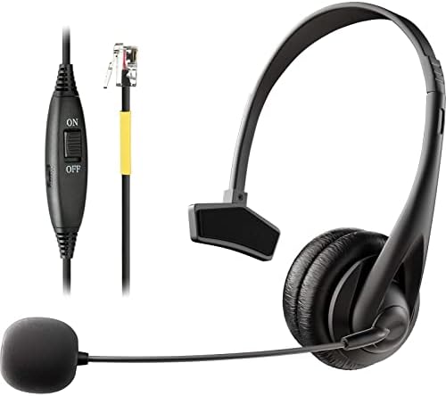 Phone Headset with Microphone Noise Cancelling, RJ9 Office Telephone ...
