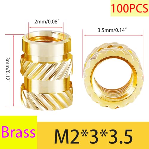 Qrity 100 Pcs Knurled Nuts, Brass Threaded Insert Kit, Female Thread ...
