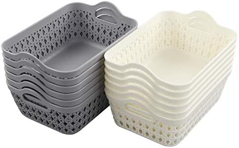 Hokky Plastic Mini Storage Basket, 12-Pack White Baskets Tray : Amazon ...