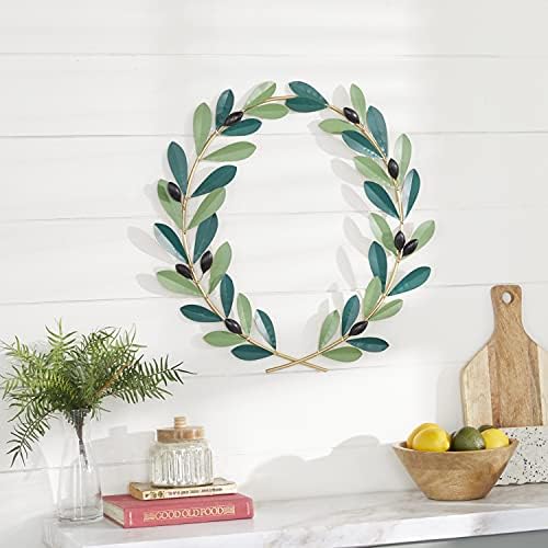 Amazon.com: Deco 79 Metal Leaf Crown Wall Decor, 22" x 2" x 22", Green ...