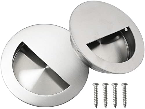 FMHXG 2pcs Recessed Embedded Door Handle 70mm Stainless Steel Round ...