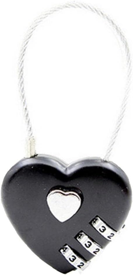 TOSSPER Combination Lock, 3 Digit Heart Shaped Wire Rope Padlock for ...
