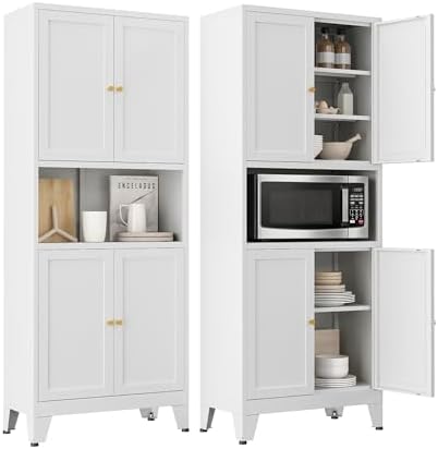 Amazon.com: YNIQUESTLE 69" H Metal Pantry Cabinet with Open Shelf,13.78 ...