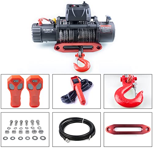 Rock-Hulk 13500 lb Waterproof Synthetic Rope Winch Load Capacity ...
