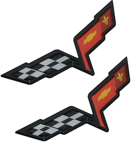 Amazon.com: 2Pcs Front Hood & Rear Fascia Crossed Flags Emblems Car ...