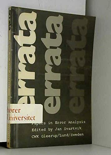 Errata: Papers in error analysis: Jan Svartvik: 9789140032232: Amazon ...