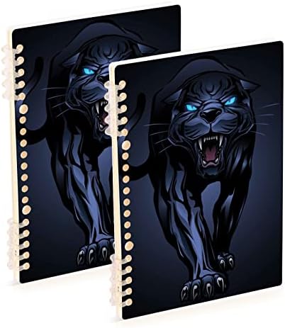 Amazon.com : senya Spiral Notebook Ruled 2 Pcs, Roaring Black Panther ...