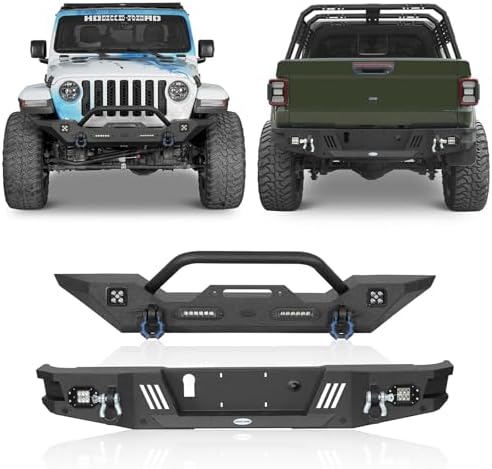Amazon.com: Longsun Front Bumper + Rear Bumper Kit for Jeep Gladiator ...