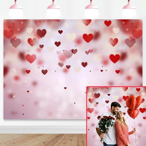 Amazon.com : LYCGS 7X5FT Red Heart Photo Backdrop 90s Backdrops for ...
