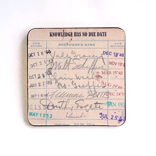 Amazon.com: 3PCS Vintage Library Due Date Card Coaster Set, Retro ...
