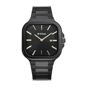 Titan Classique Slim Square Quartz Analog with Date Black Dial ...